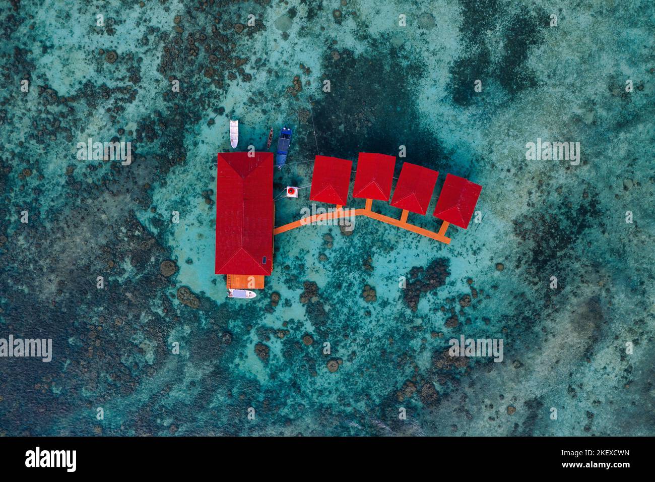 Aerial view of house on piles, Banyak island, Indonesia Stock Photo - Alamy