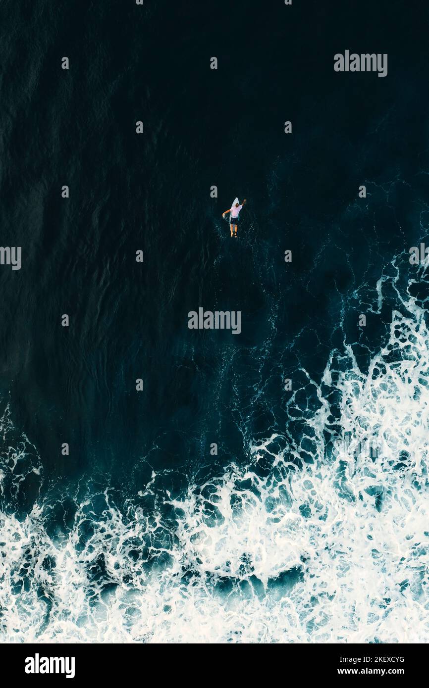 Aerial view of surfer, Bali, Indonesia Stock Photo - Alamy