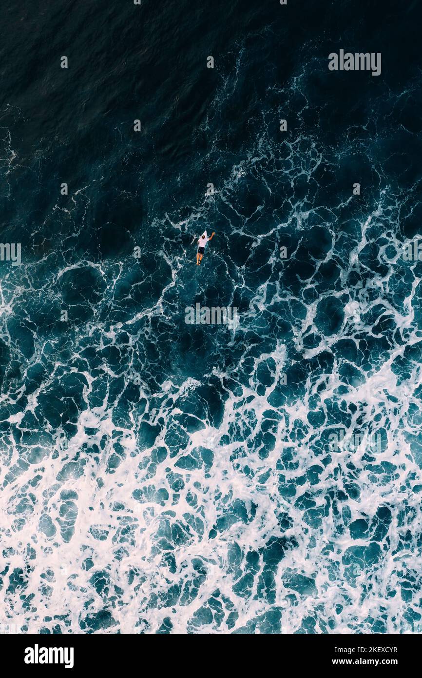 Aerial view of surfer, Bali, Indonesia Stock Photo - Alamy