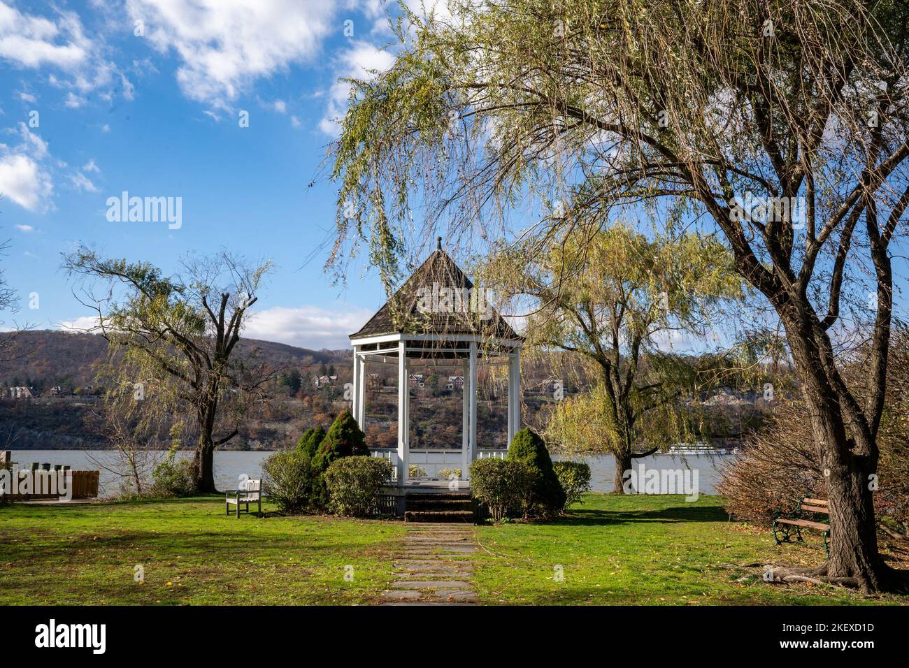 Garrison, NY - USA - Nov. 12, 2022 Landscape view of Garrison Gazebo, a ...