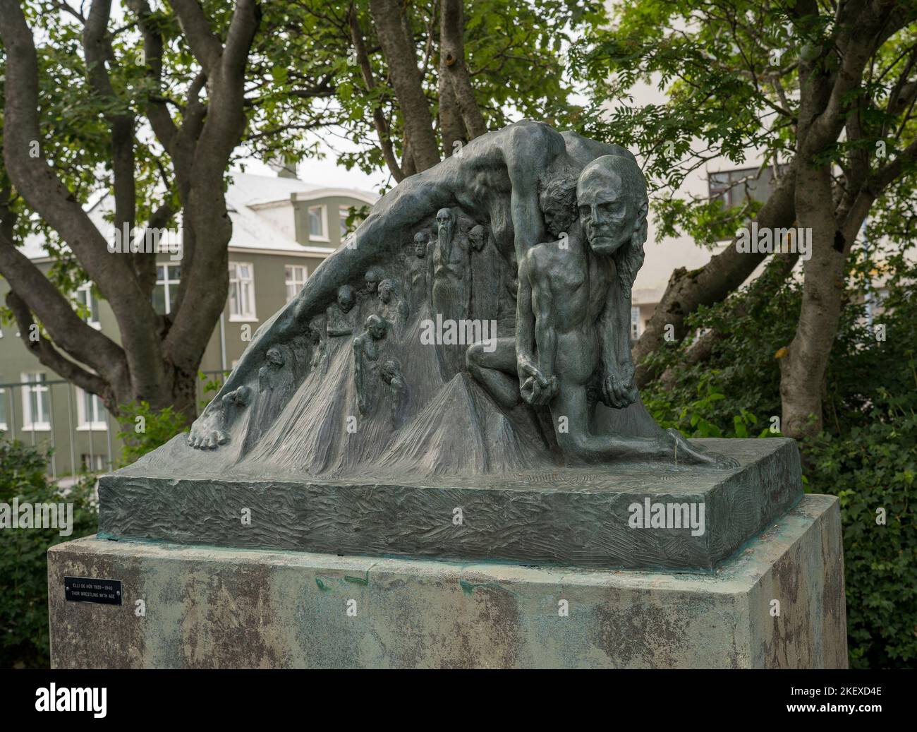Reykjavik, Iceland - July 4, 2022 Horizontal view of the sculpture ...