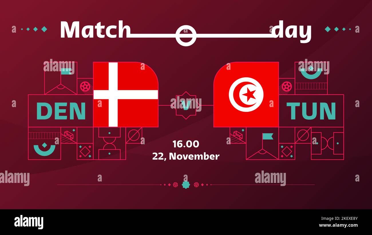 denmark tunisia match Football 2022. 2022 World Football Competition championship match versus ...
