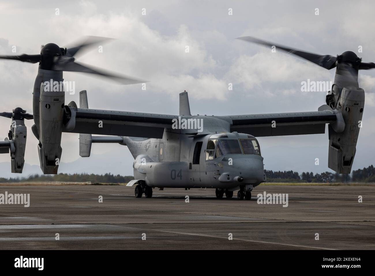A U.S. Marine Corps MV-22B Osprey assigned to Marine Medium Tiltrotor ...