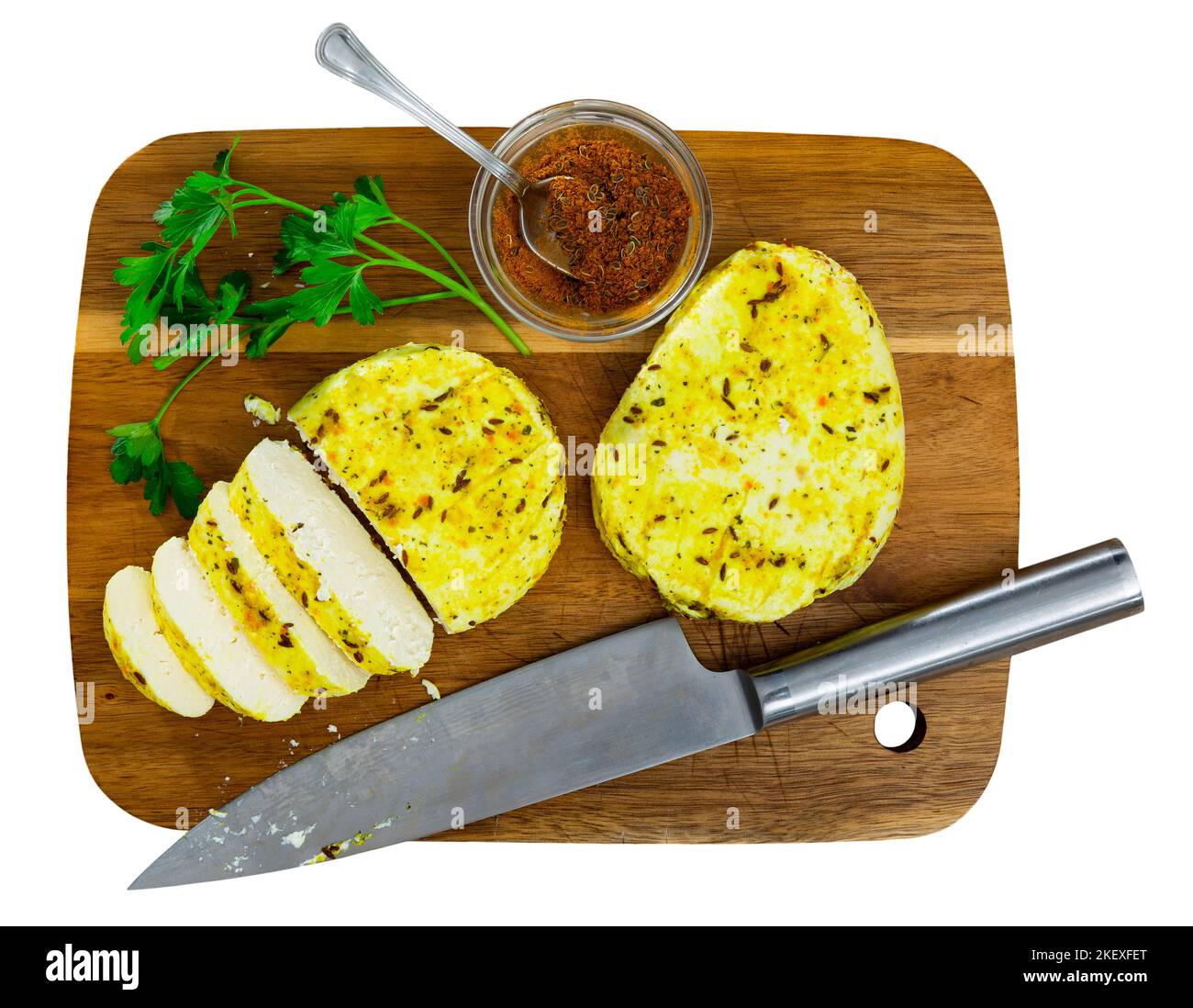 Fried cottage cheese with turmeric. Traditional Lithuanian dish Stock ...