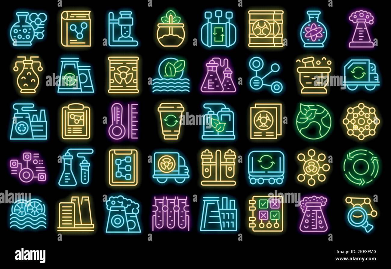 Biological station icons set outline vector. Cycle agriculture. Biomass ...