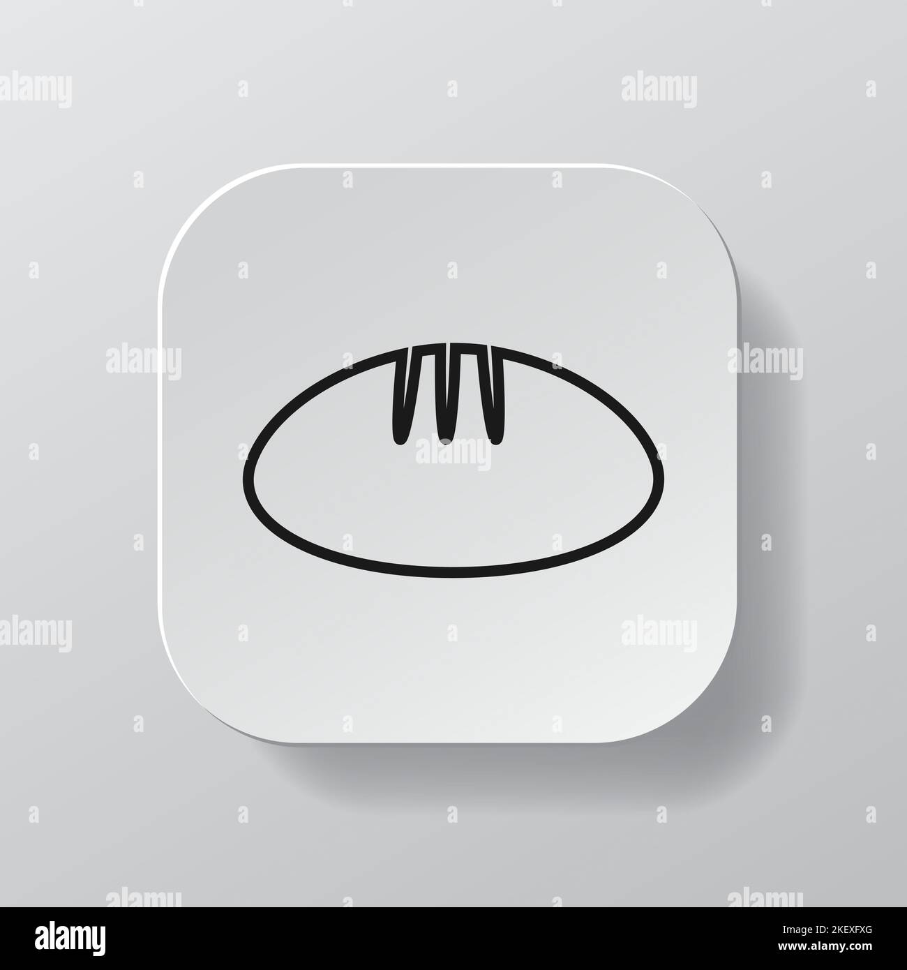 White square button with bread line icon, black outline baking on the ...
