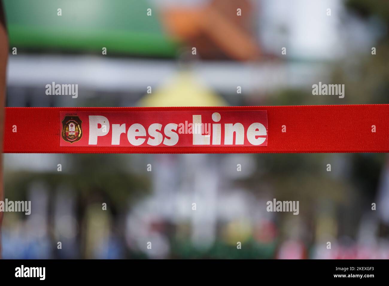 The red press line Stock Photo - Alamy