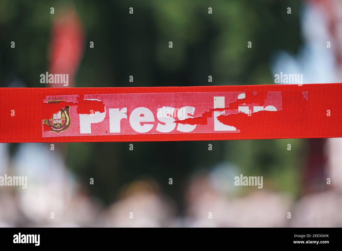 The red press line Stock Photo - Alamy