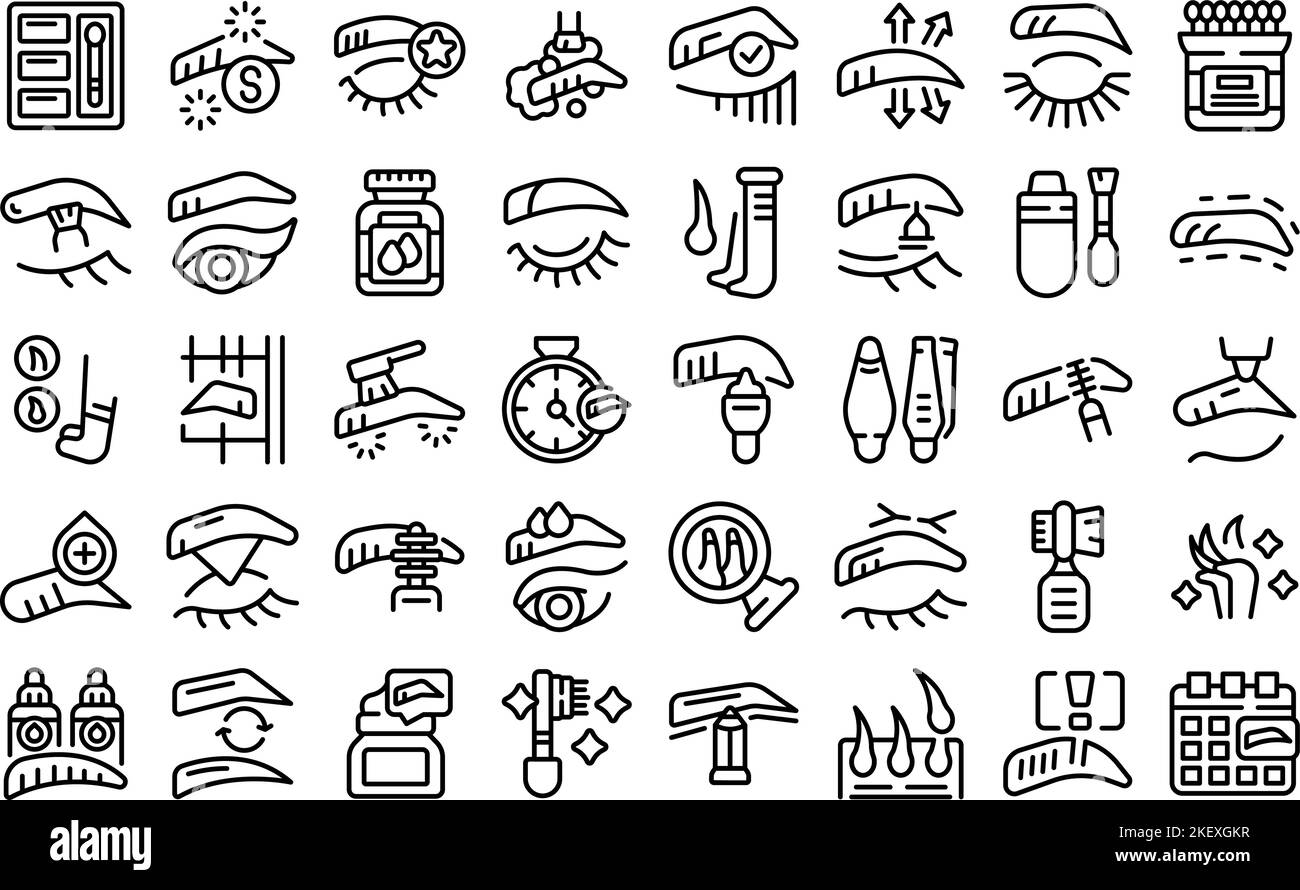 Eyebrow correction icons set outline vector. Brow brush Stock Vector ...