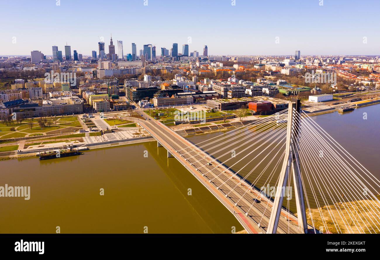 Warsaw urban landscape with Swietokrzyski Bridge Stock Photo - Alamy