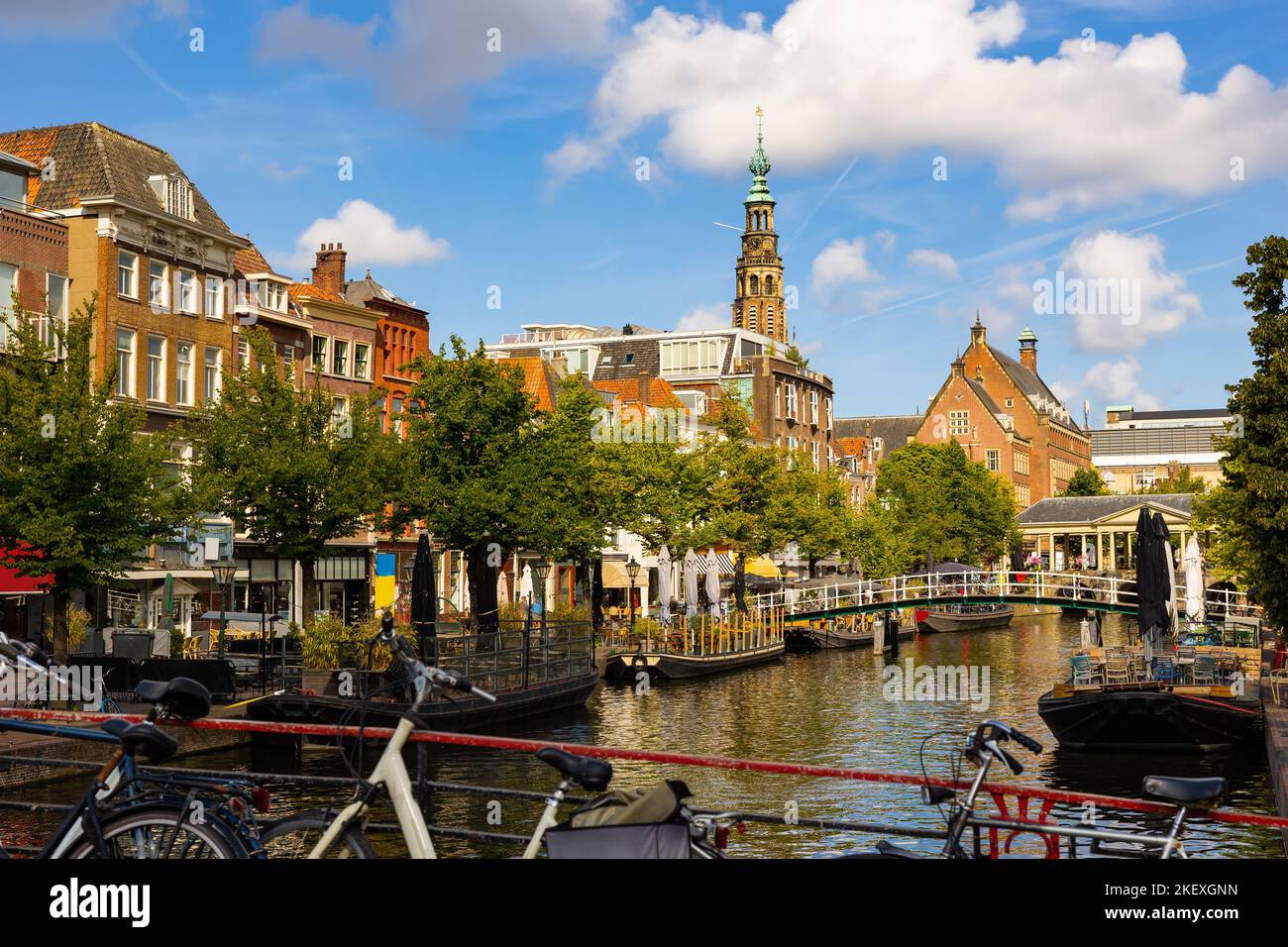 Summer landscape with a view of the city streets of Leiden Stock Photo ...