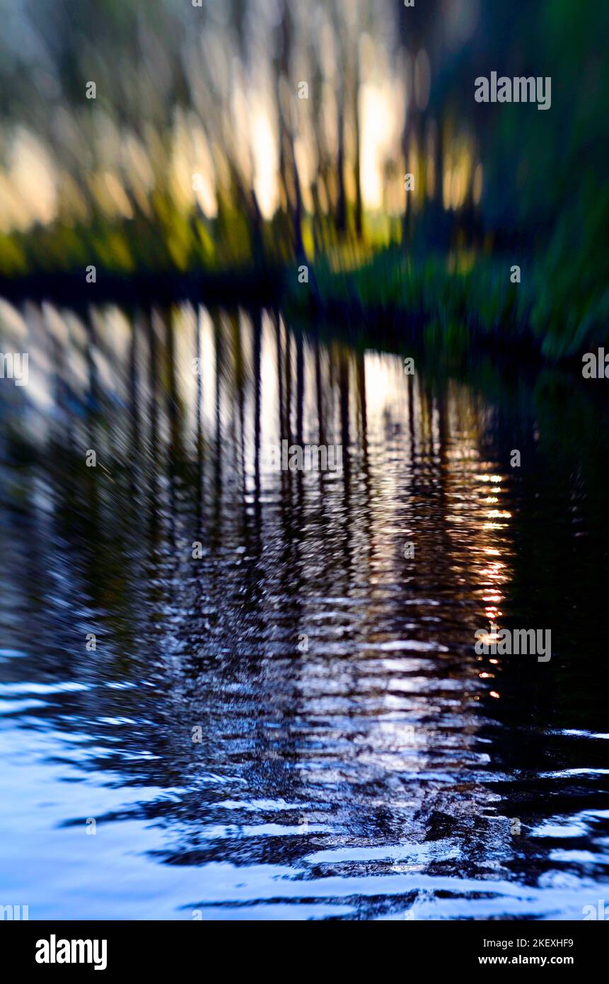 abstract sunset over river waveney at geldeston norfolk enlgand Stock ...