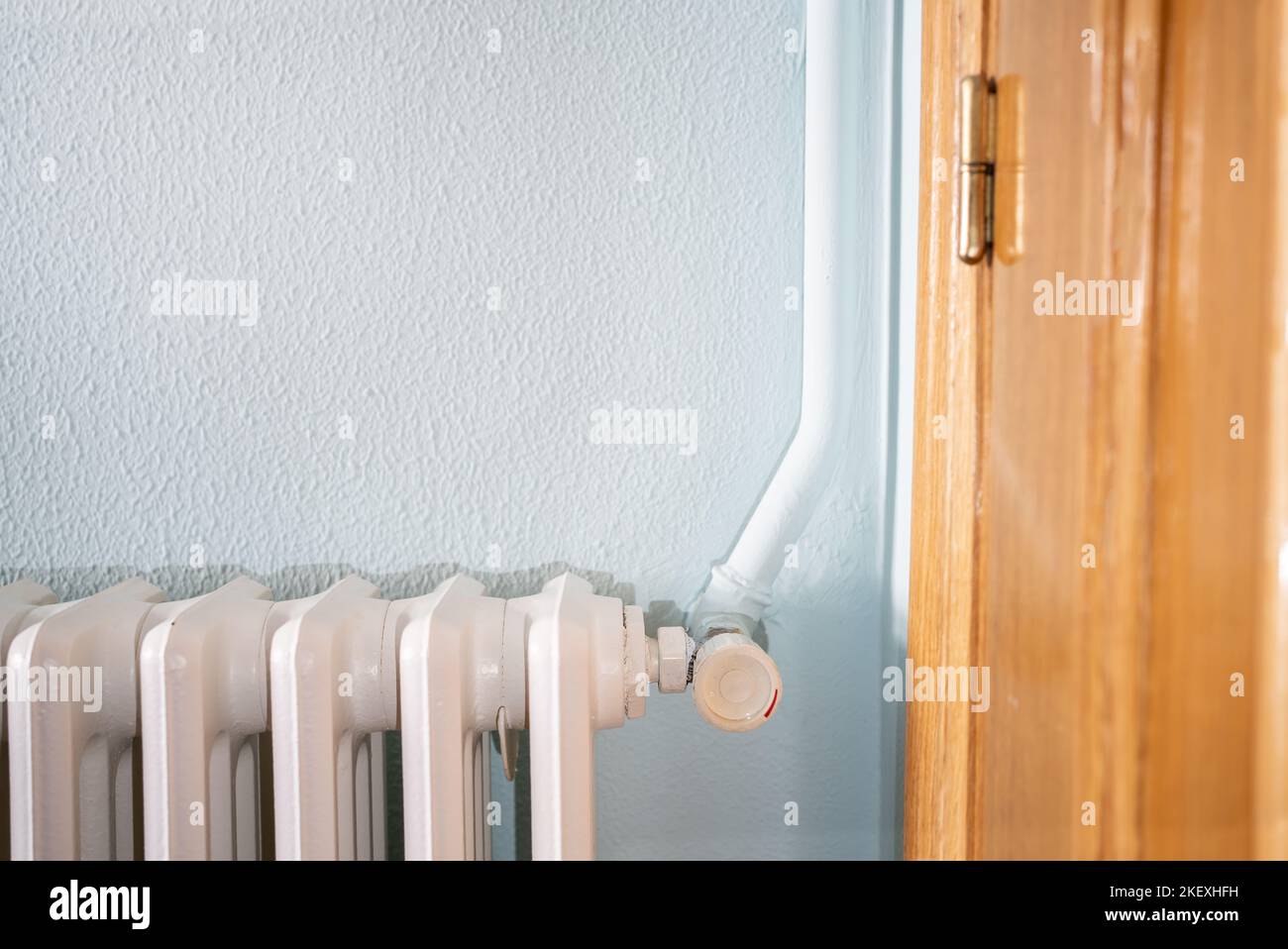 Heating radiator with external installation and external pipe at home ...