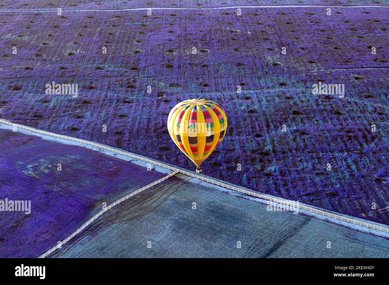 Air balloons fly above fields hi-res stock photography and images - Alamy