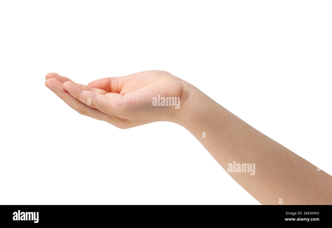Child hand with palm up in a white isolated background Stock Photo - Alamy