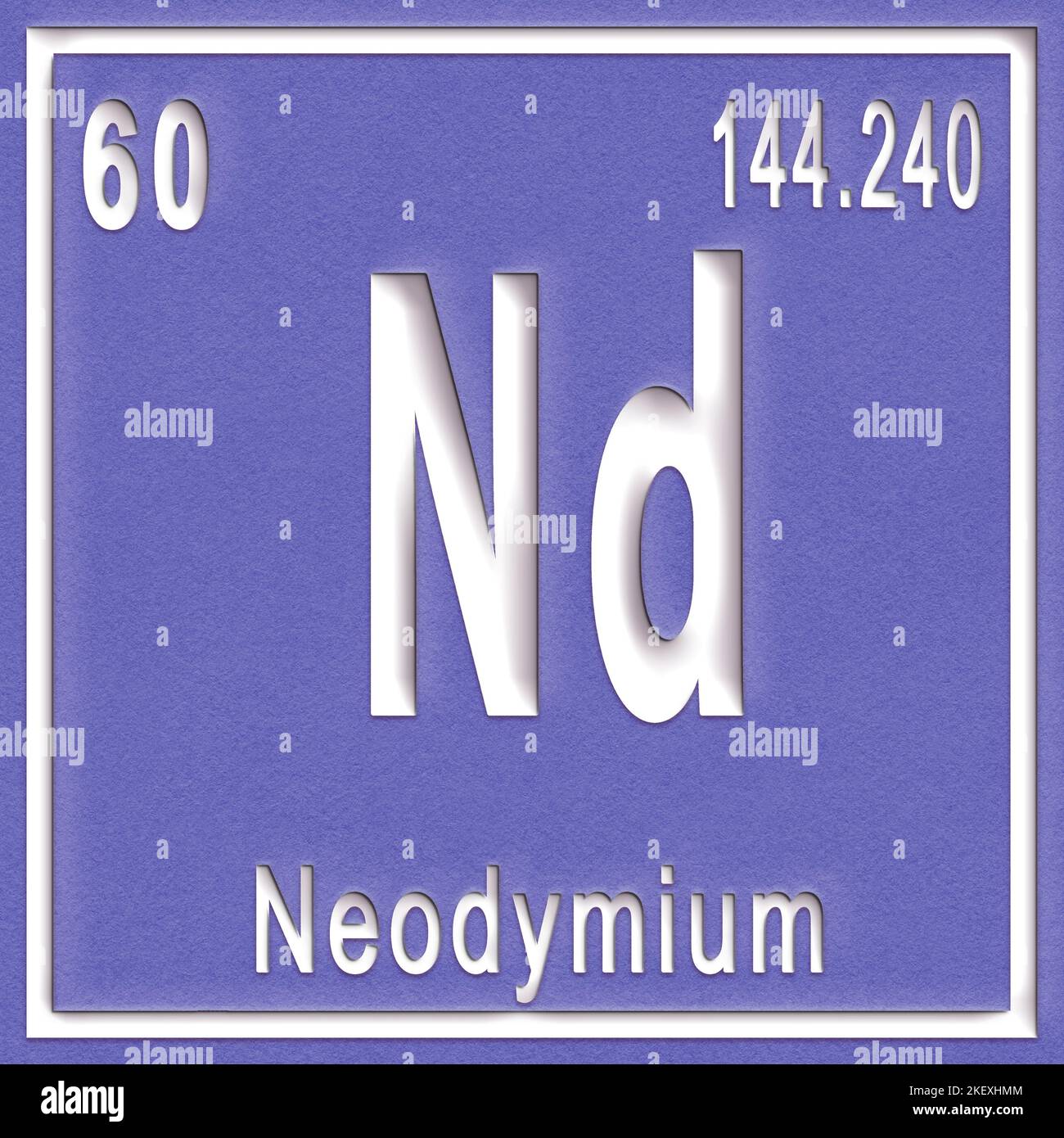 Neodymium chemical element, Sign with atomic number and atomic weight ...