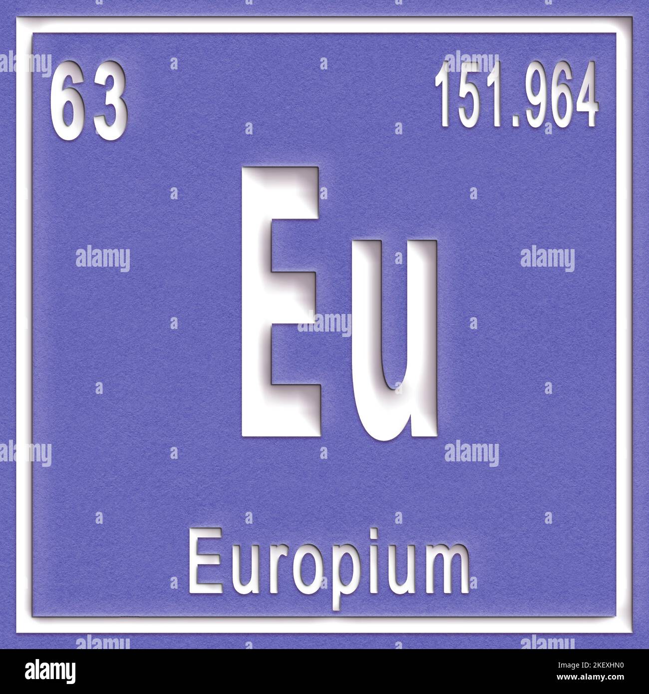Europium chemical element, Sign with atomic number and atomic weight ...