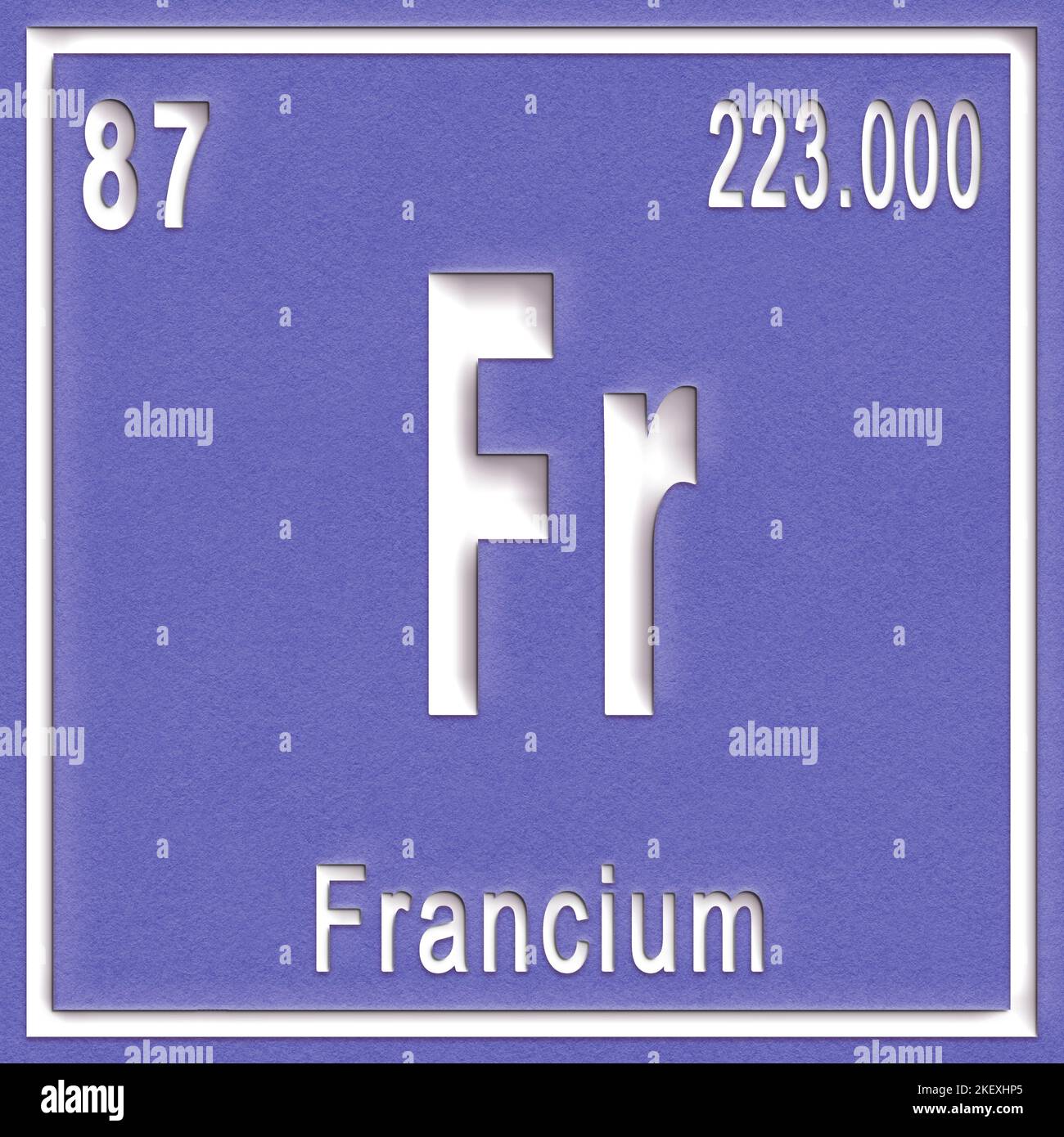 Francium chemical element, Sign with atomic number and atomic weight ...