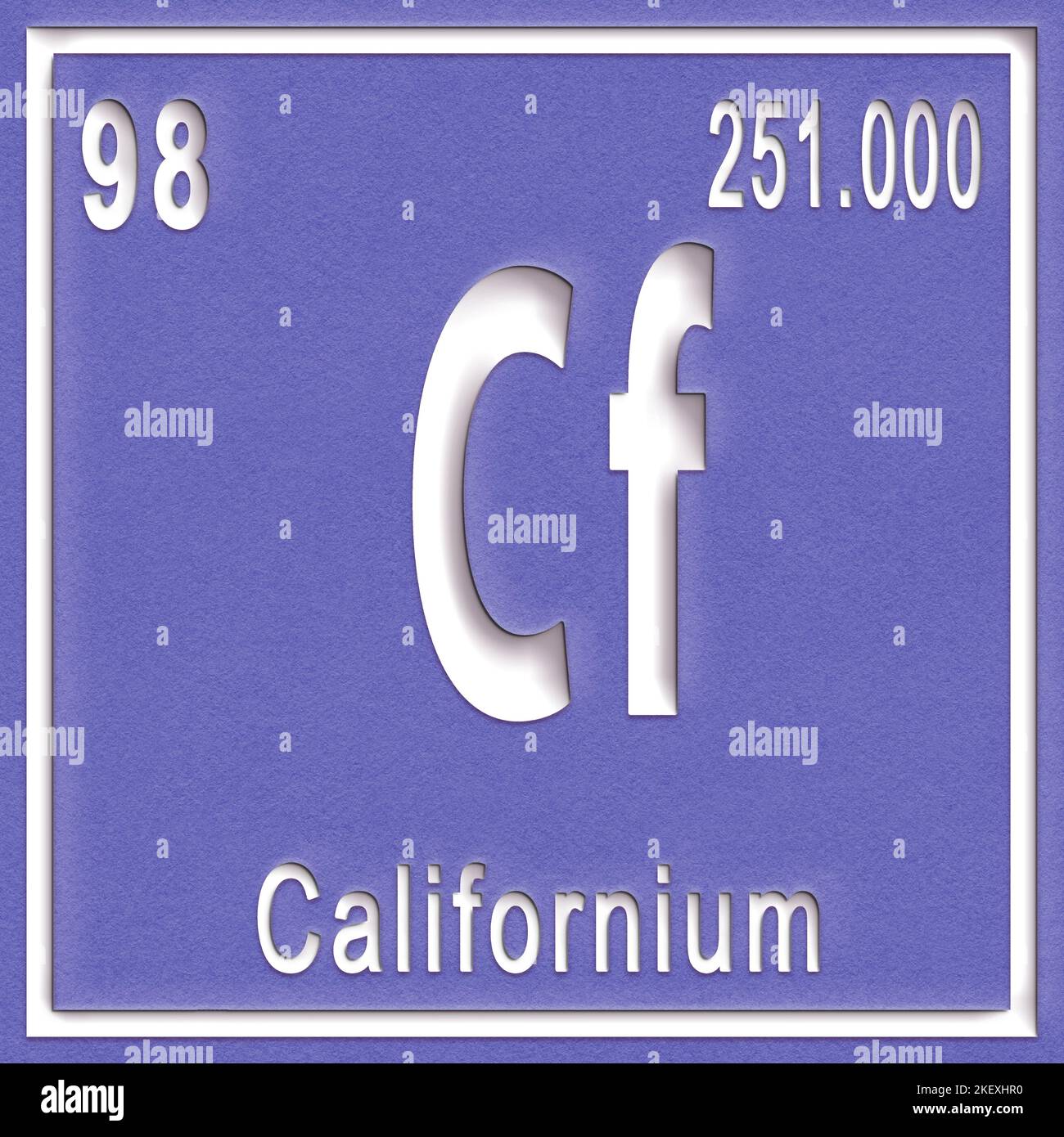 Californium chemical element, Sign with atomic number and atomic weight ...