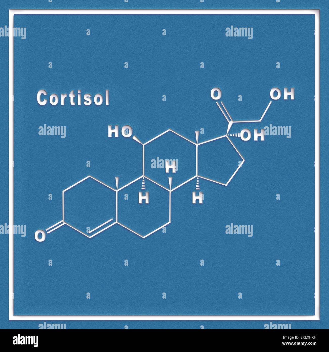 Cortisol Hormone Structural chemical formula on a white background ...