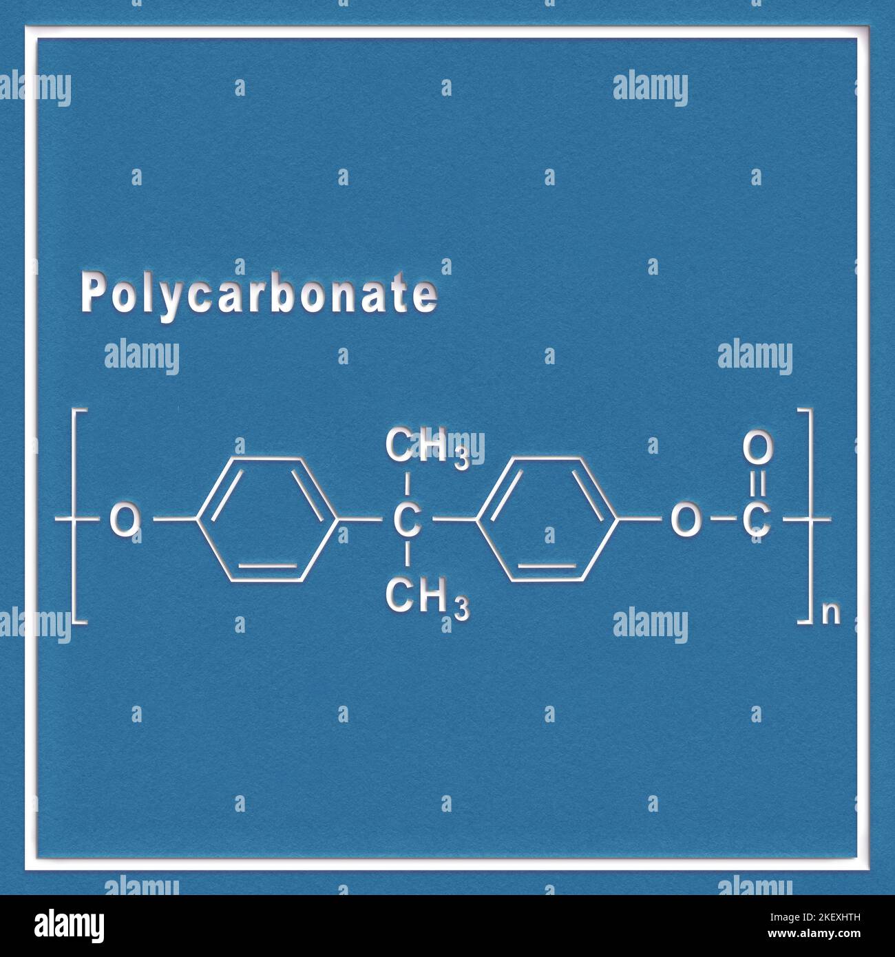 Polycarbonate PC Lexan, Structural chemical formula on a white ...
