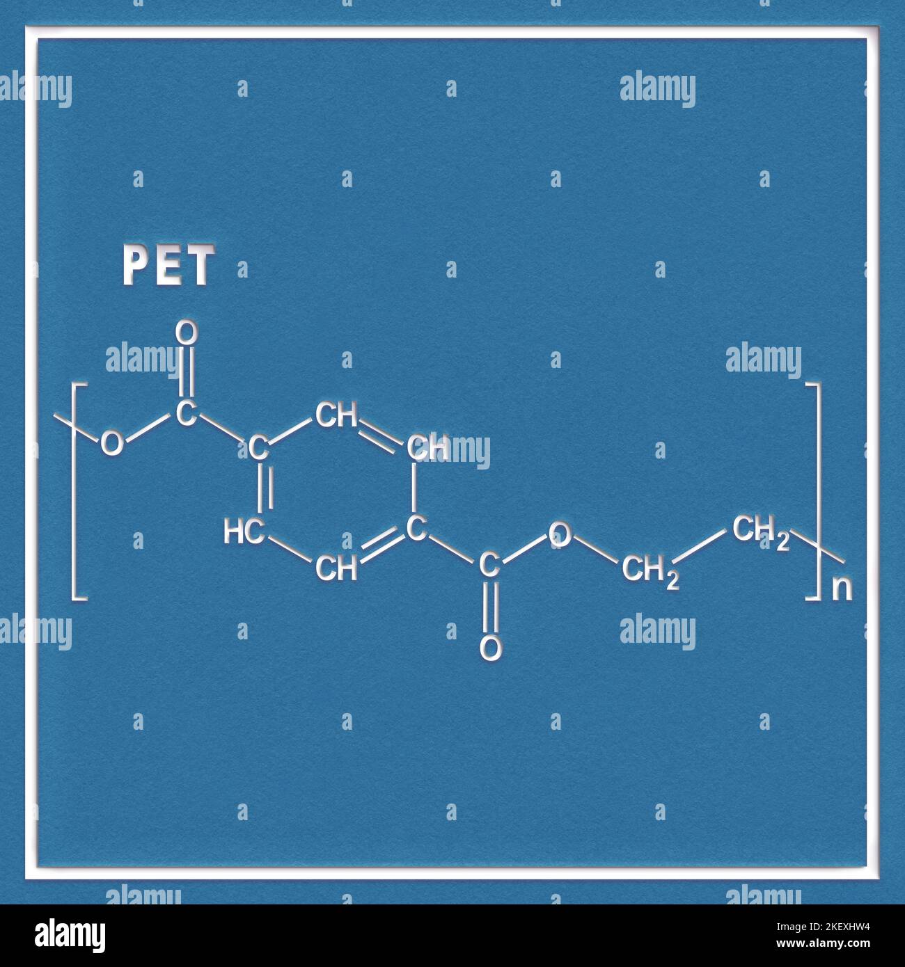 Polyethylene terephthalate or PET Structural chemical formula on a ...