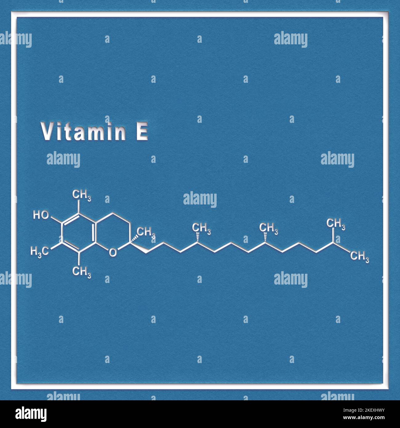 Vitamin E, Structural chemical formula on a white background Stock ...