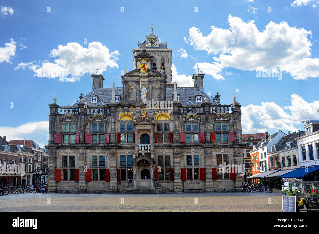 Medieval Delft City Hall on the Market Place Stock Photo - Alamy