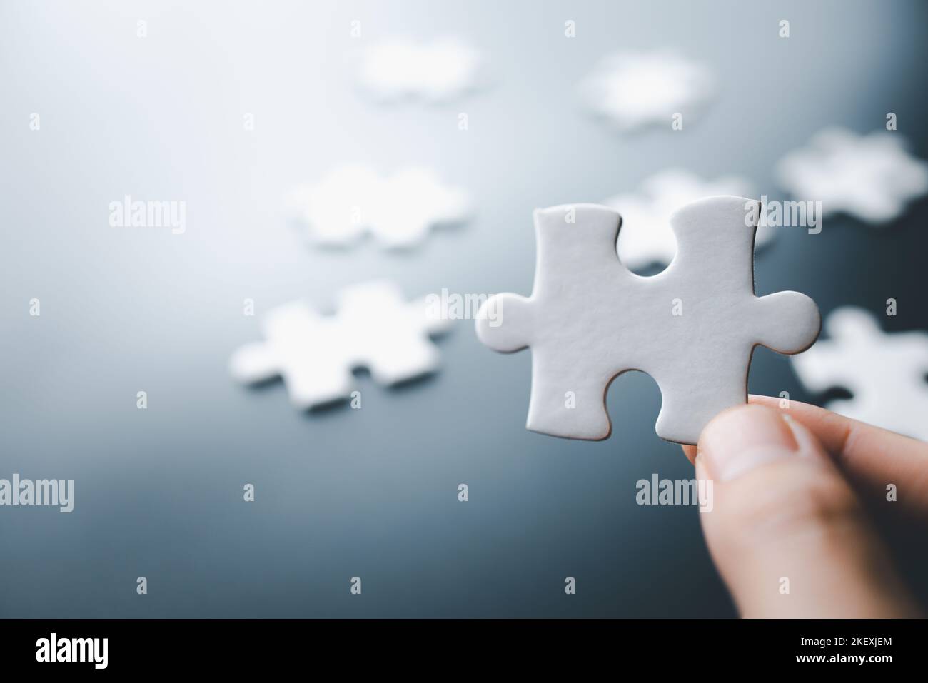 White jigsaw in the hands, The correct solution. Teamwork, Solving and ...