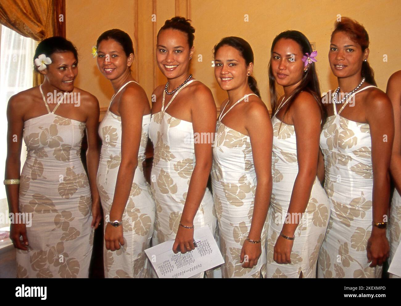 Young Tahitian women at a reception in Papeete, Tahiti Stock Photo - Alamy