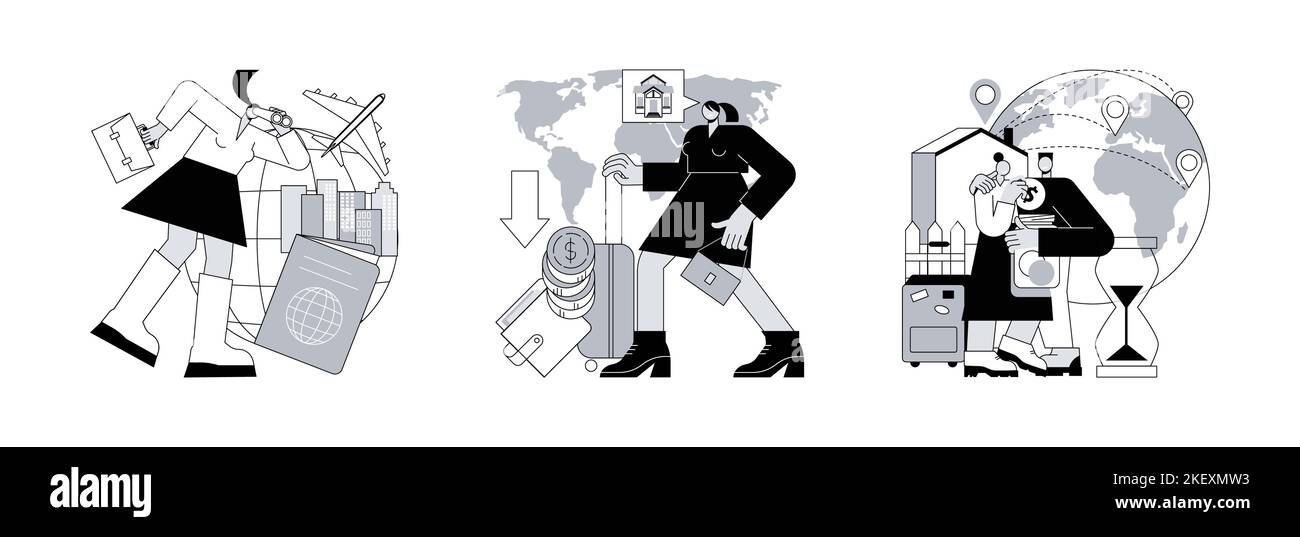 Homeland abstract concept vector illustration set. Emigration ...