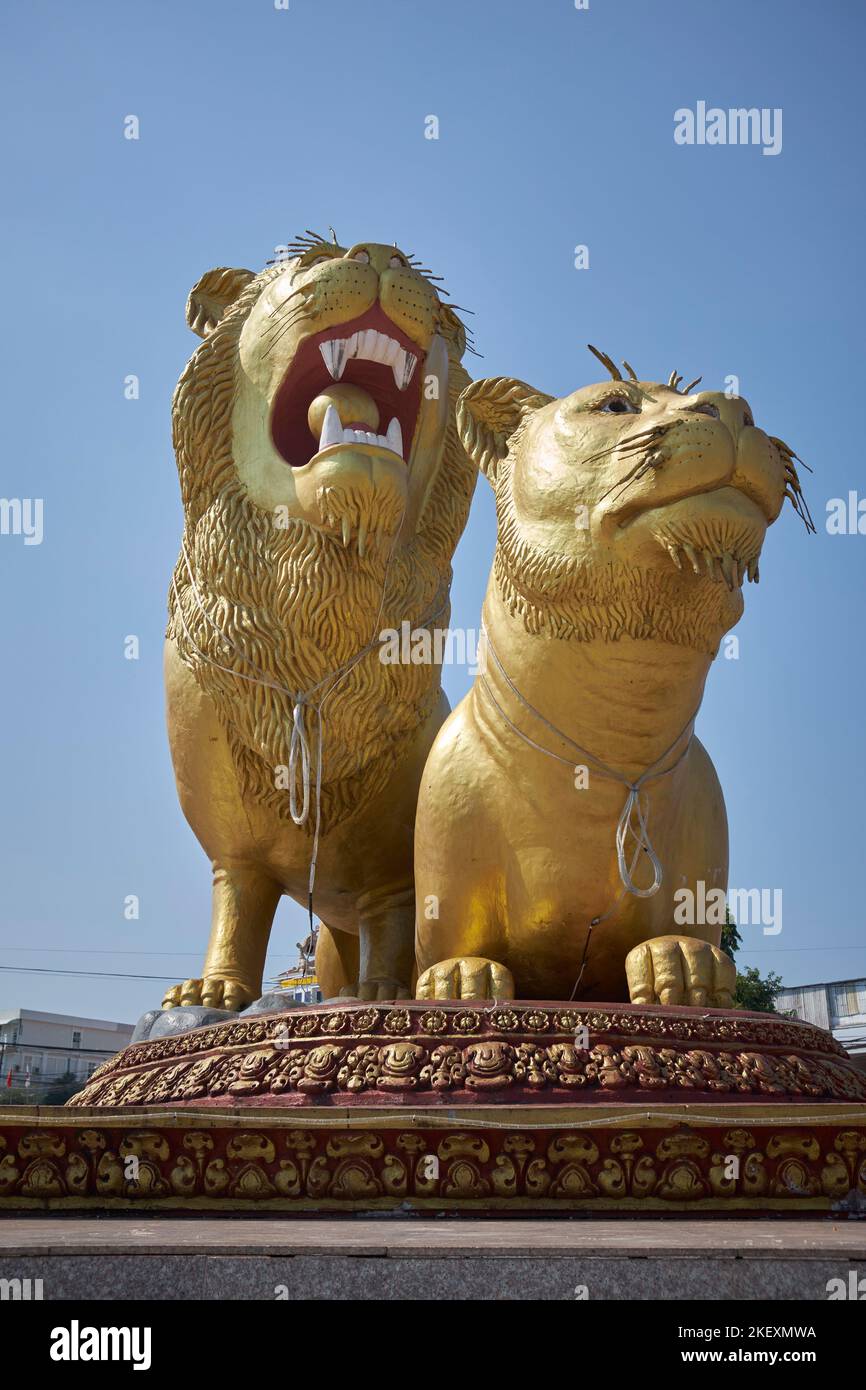 Golden Lion Monument Roundabout Sihanoukville Cambodia Stock Photo - Alamy