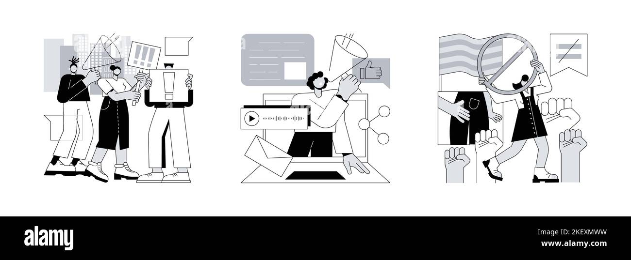 Social movement abstract concept vector illustration set. Mass protest ...