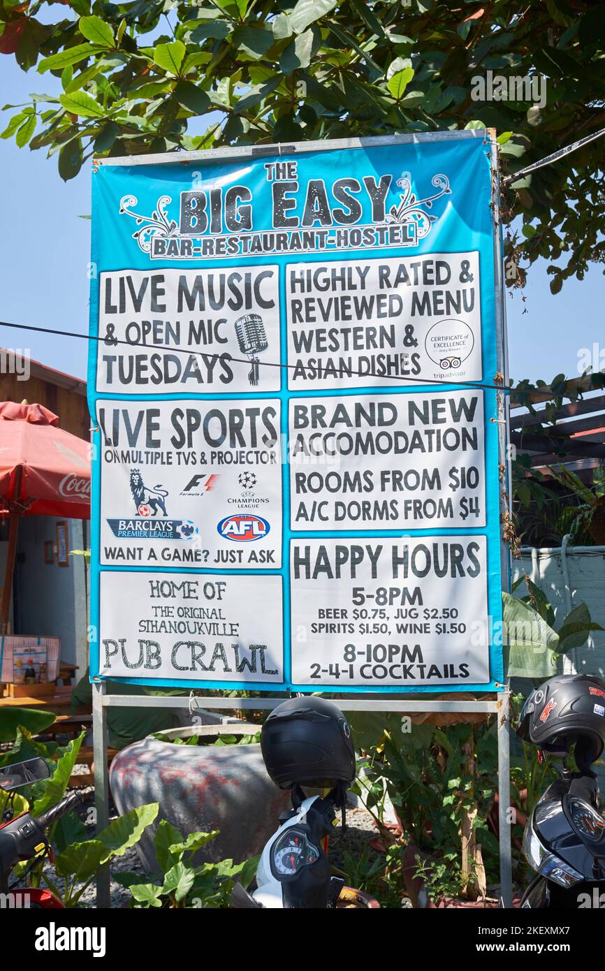 Advertising for The Big Easy Bar Restaurant and Hostel Sihanoukville ...