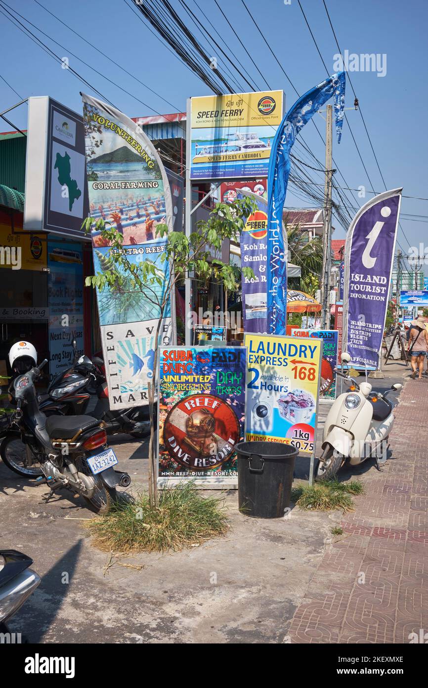 Advertising Banners Downtown Sihanoukville Cambodia Stock Photo - Alamy