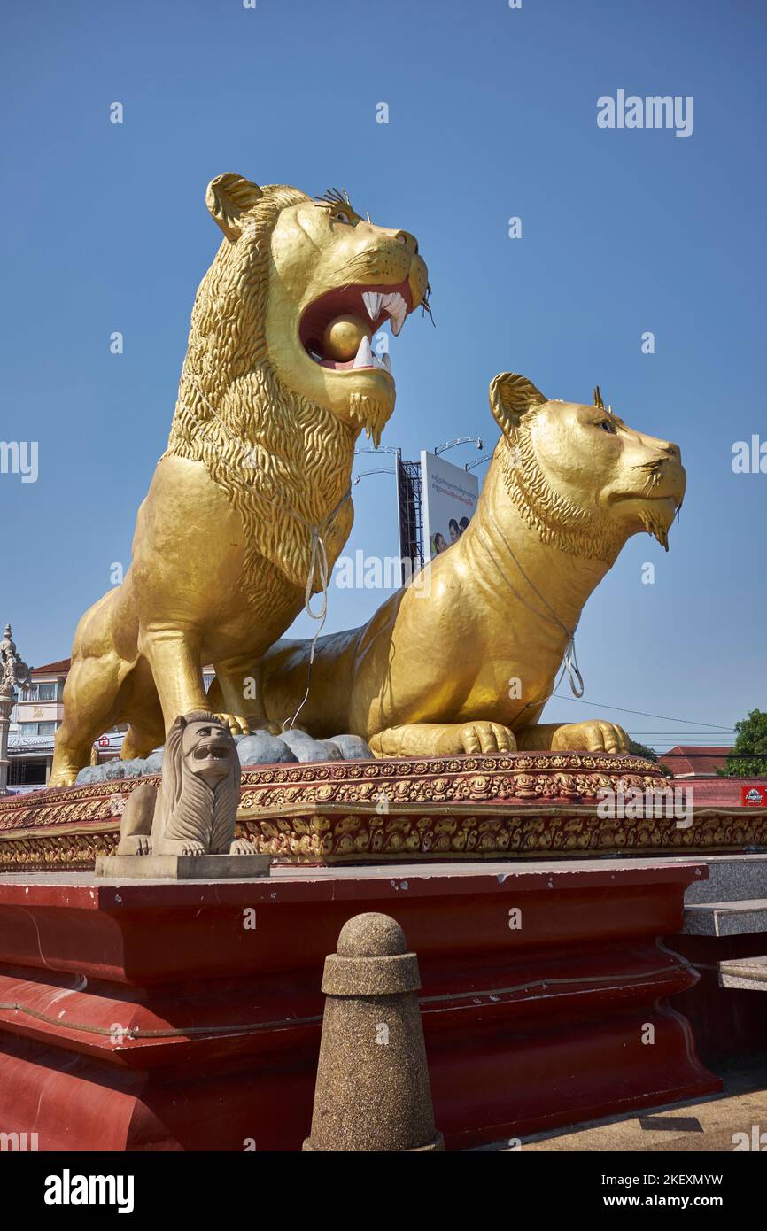 Golden Lion Monument Roundabout Sihanoukville Cambodia Stock Photo - Alamy
