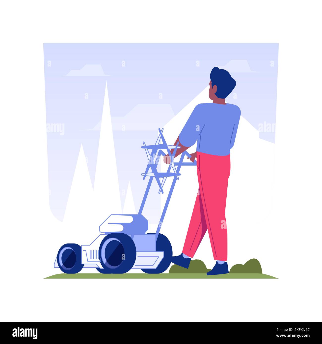 Lawn scarification isolated concept vector illustration. Gardener ...