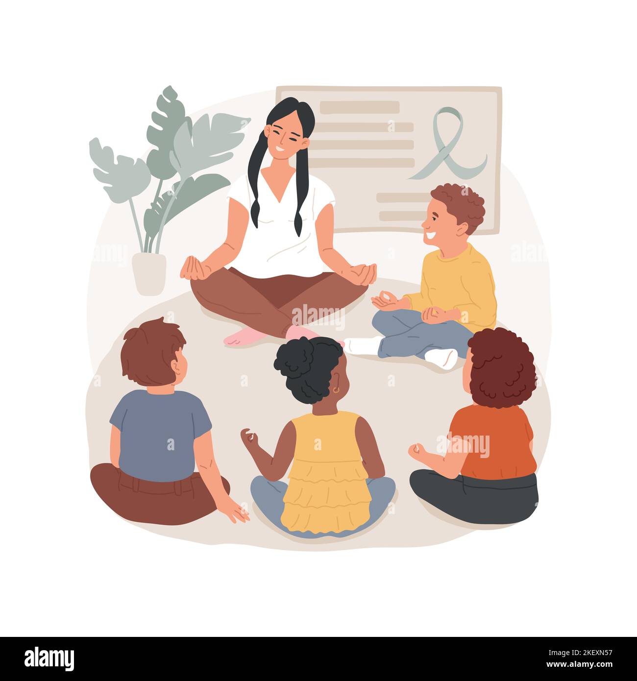 World mental health day isolated cartoon vector illustration. Children ...