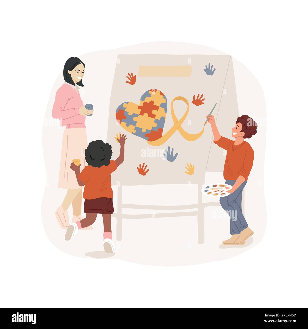 Autism awareness day isolated cartoon vector illustration. Making ...