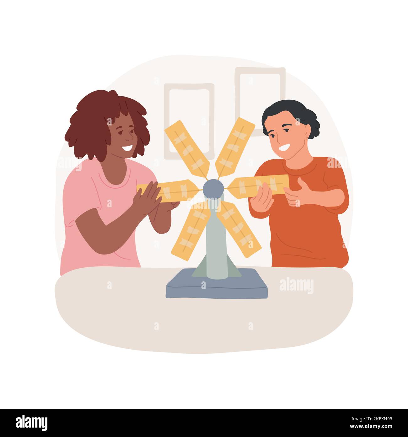 Engineering club isolated cartoon vector illustration. Making wind ...