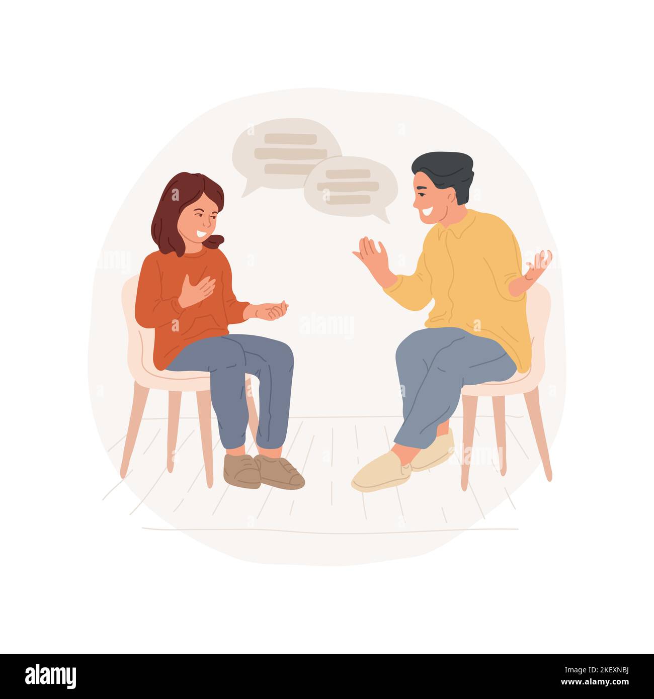 Debate club isolated cartoon vector illustration. Two students sitting ...