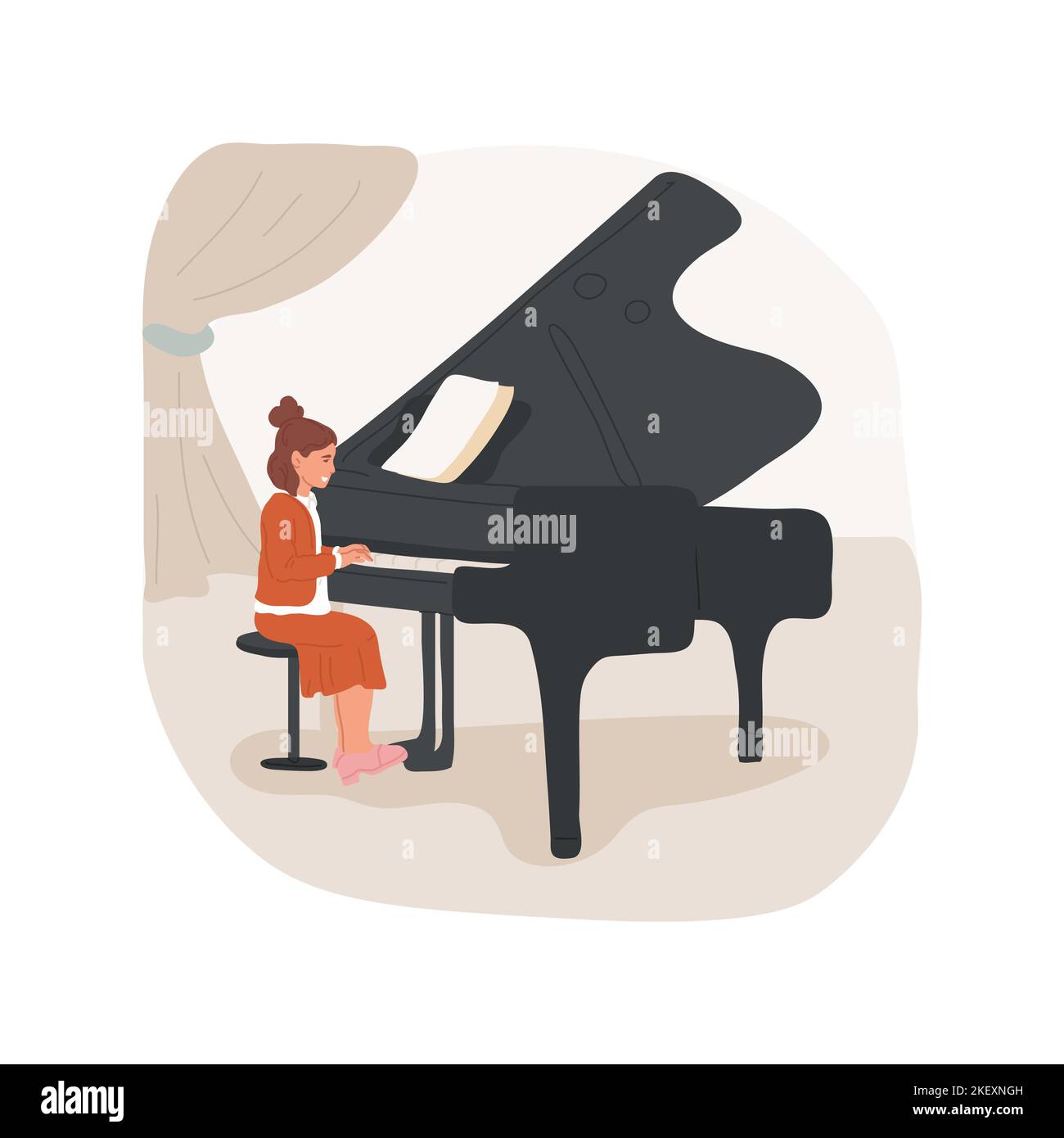 Piano solo performance on stage isolated cartoon vector illustration ...