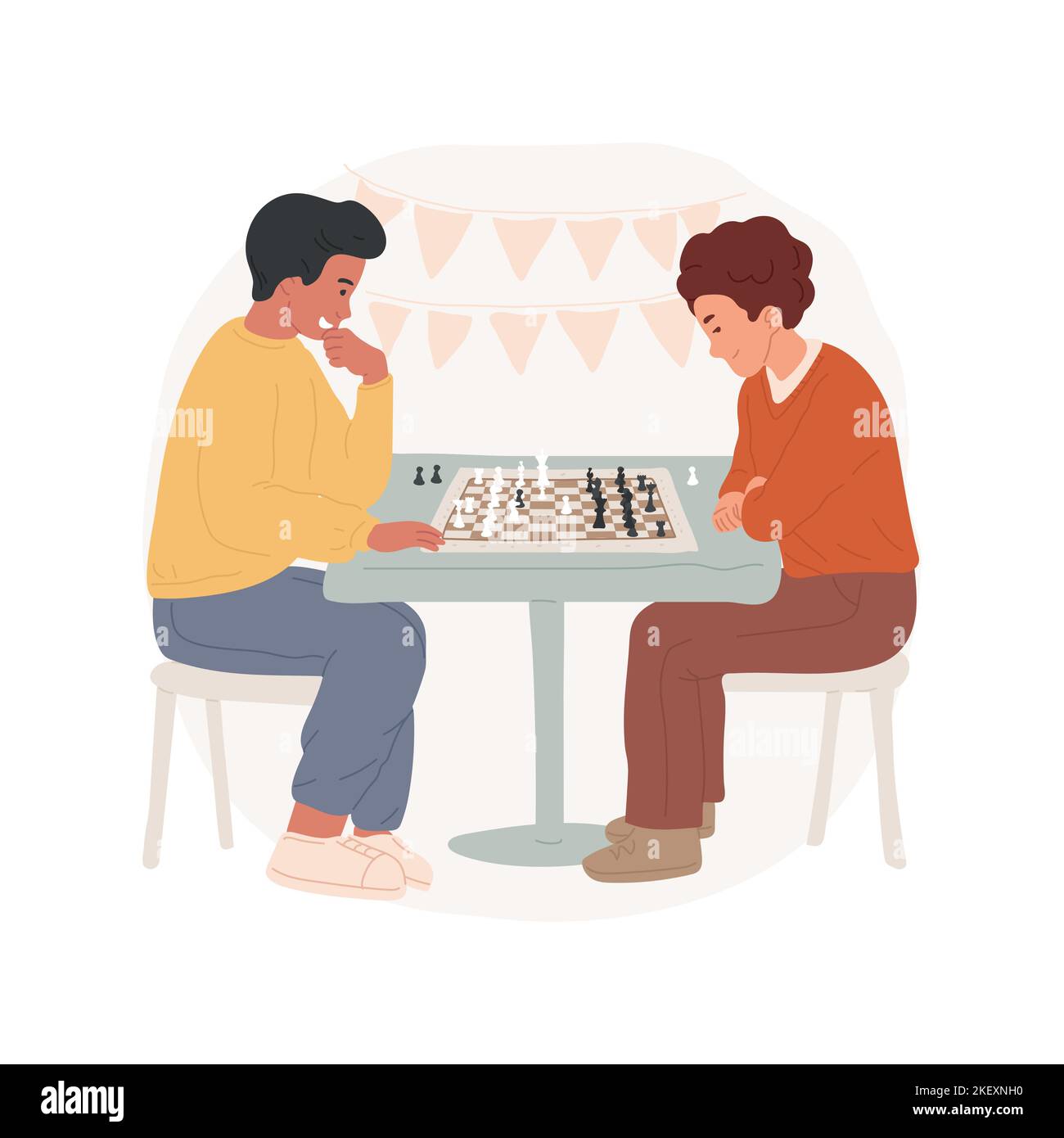 Chess club isolated cartoon vector illustration. Children sit at table ...
