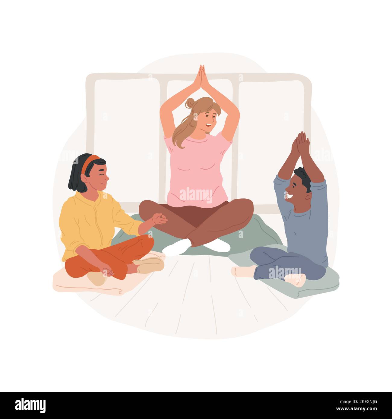 Yoga club isolated cartoon vector illustration. Kids practicing ...