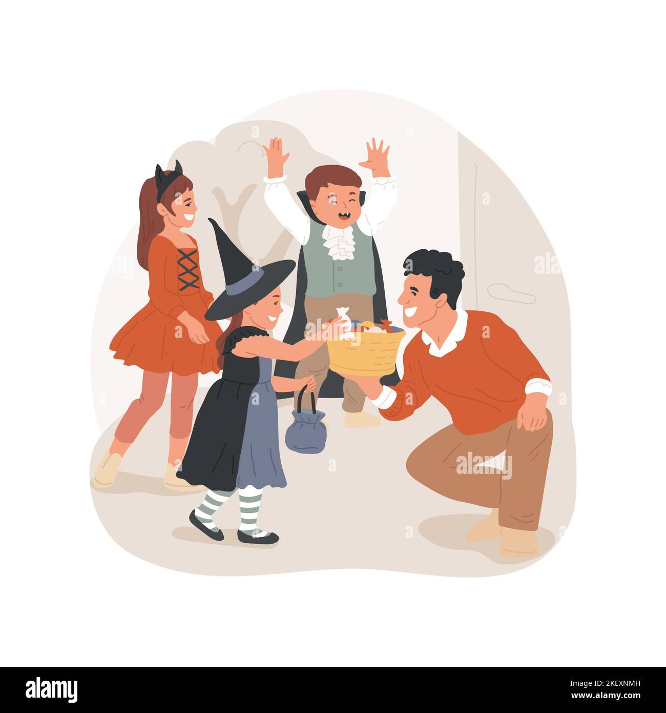 Trick-or-treating isolated cartoon vector illustration. Kids trick or ...