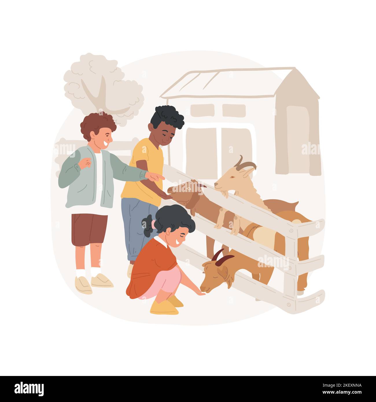 Animal farm trip isolated cartoon vector illustration. Learn through ...