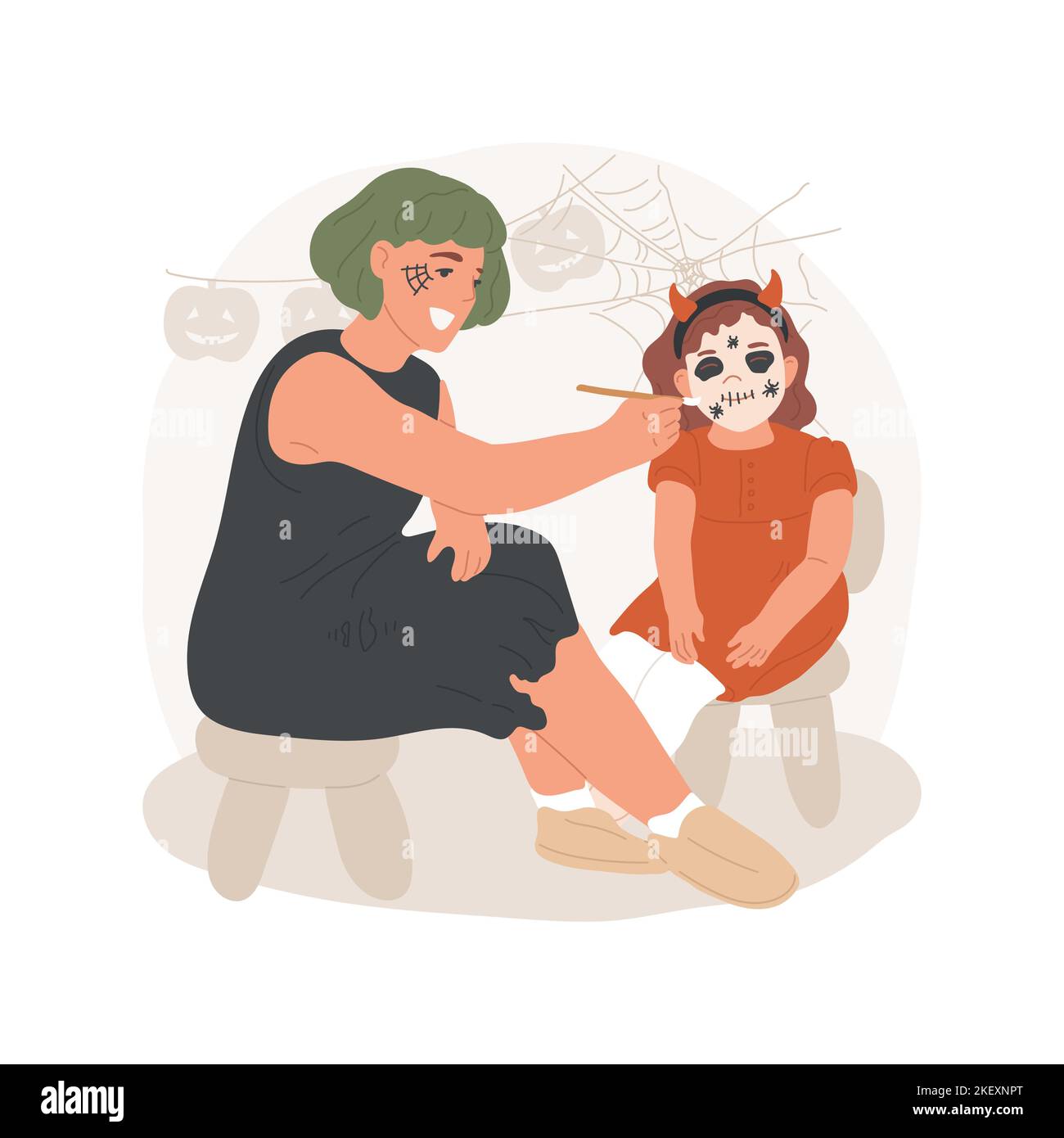 Face painting isolated cartoon vector illustration. Mall entertainer ...