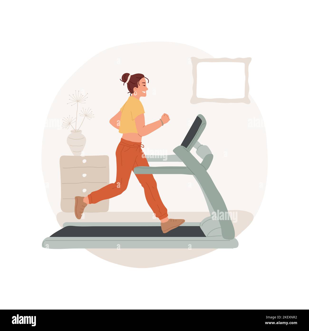 Treadmill isolated cartoon vector illustration. Young woman in ...