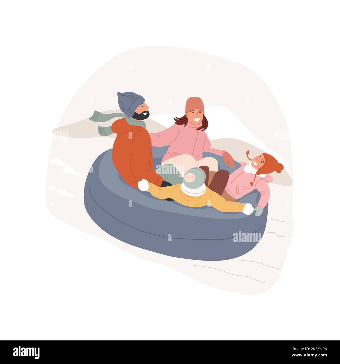 Family tubing isolated cartoon vector illustration. Happy family in ...