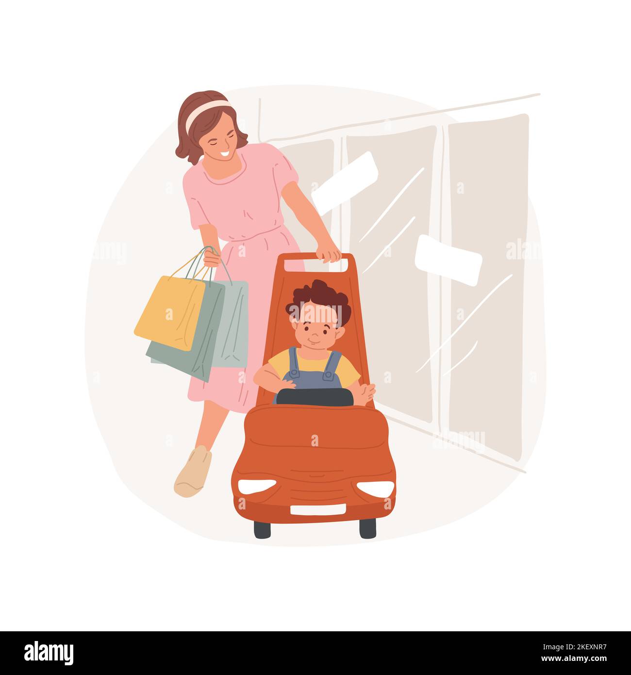 Mall stroller isolated cartoon vector illustration. Retail kiddie ...